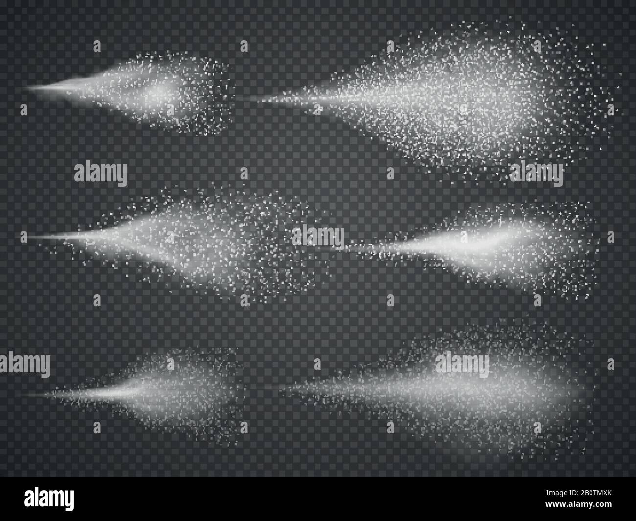 Airy water spray mist vector set. Sprayer fog isolated on black ...