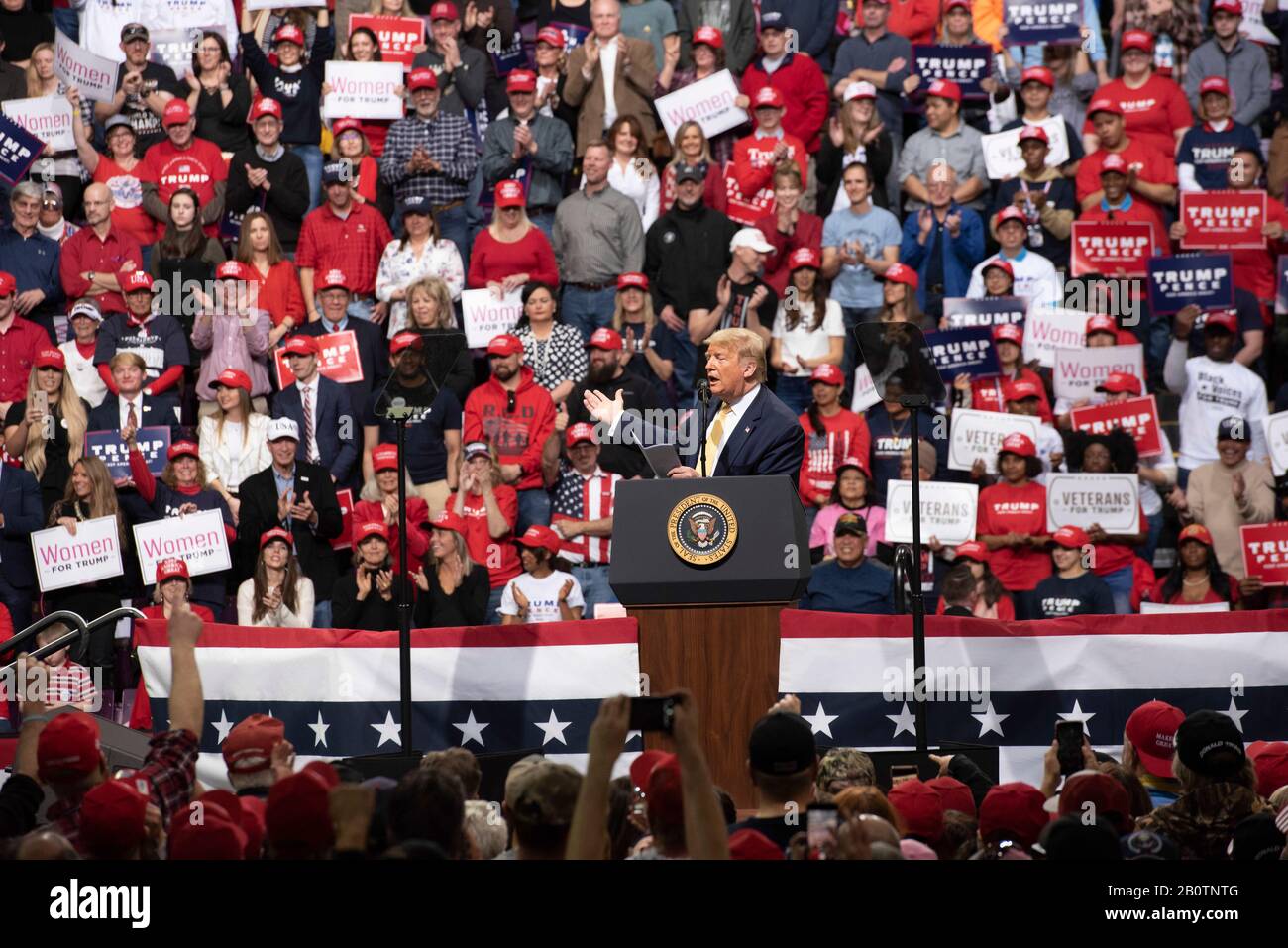 President Donald Trump arrives at Trump Keep America Great rally at The ...