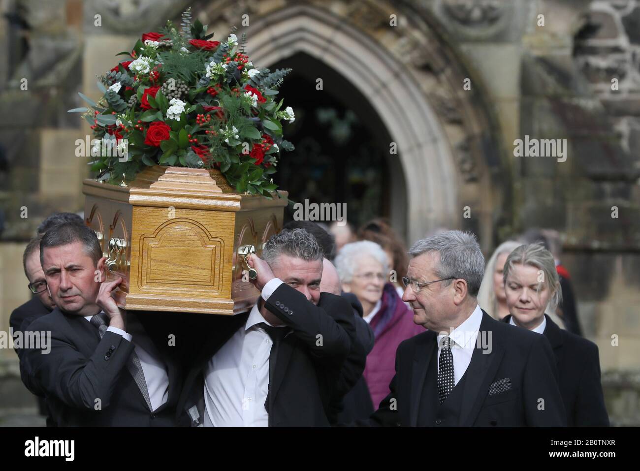 The coffin of former Manchester United and Northern Ireland goalkeeper ...