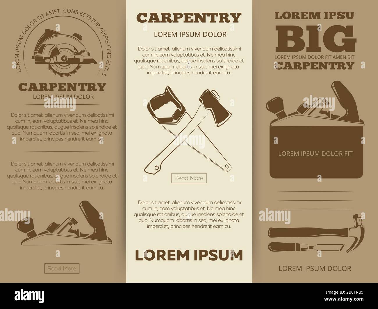 Carpentry tools brochure flyers template design. Set banner vector ...