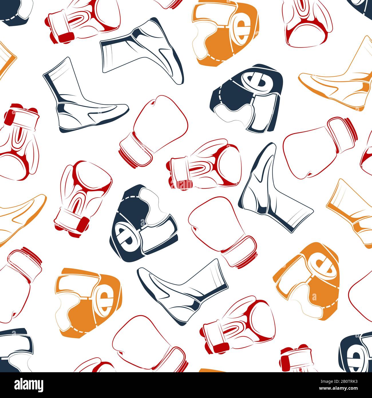 Colorful boxing outfit seamless pattern - boxing gloves, helmet and ...