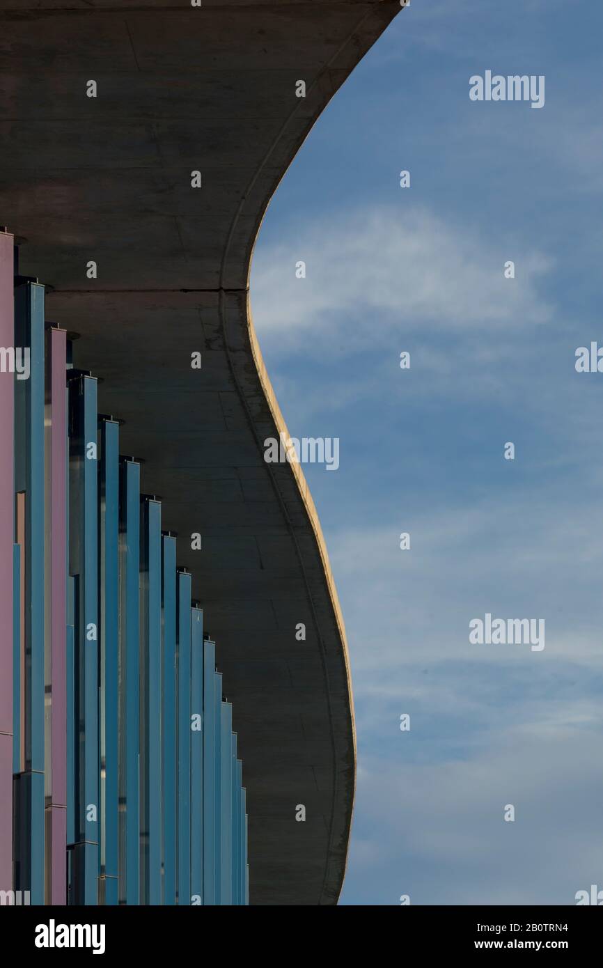 Zaragoza, Spain - February 2, 2020: Abstract vertical lines and curved ...