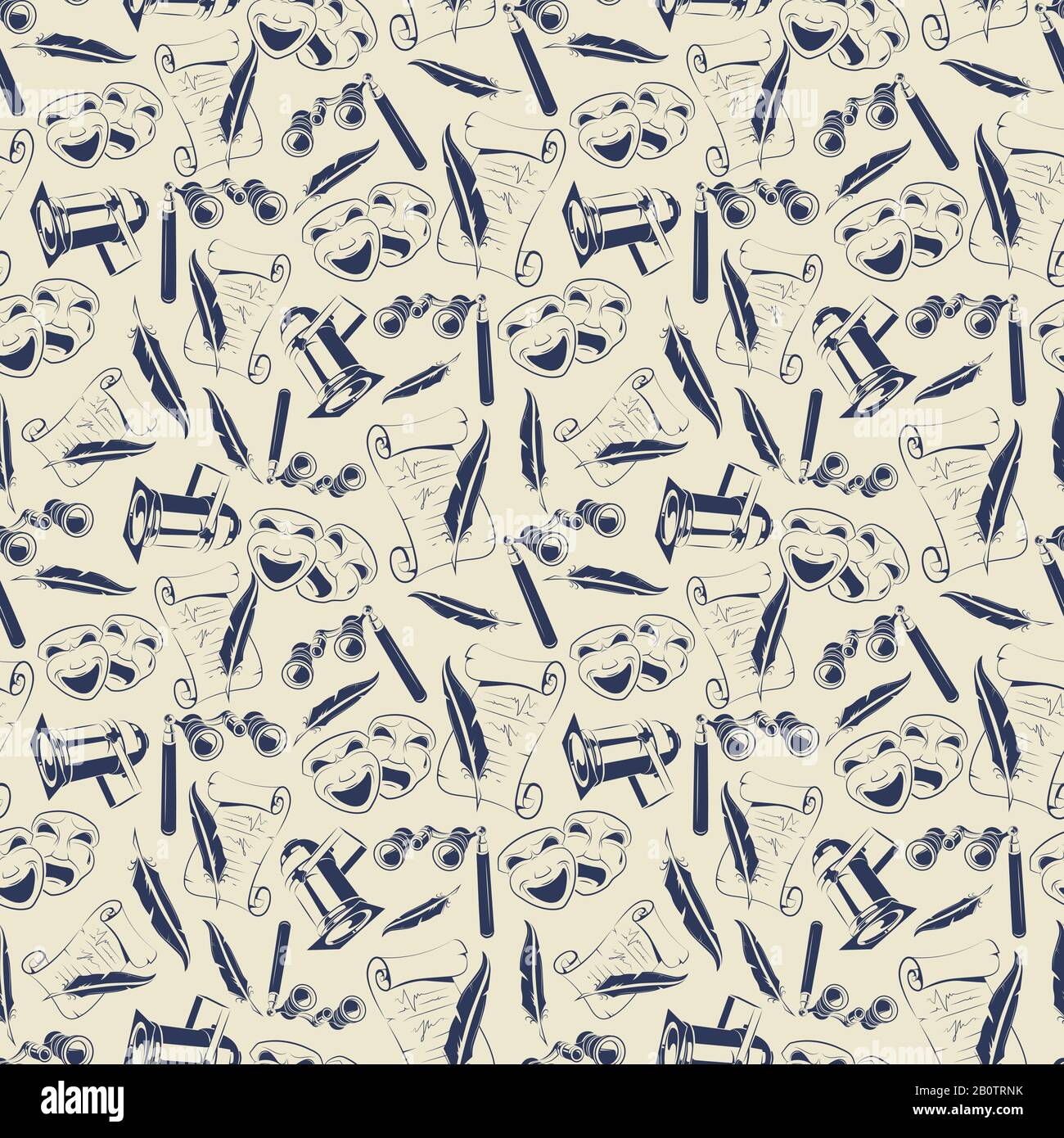 Vintage theatre seamless pattern design with masks. Seamless background ...