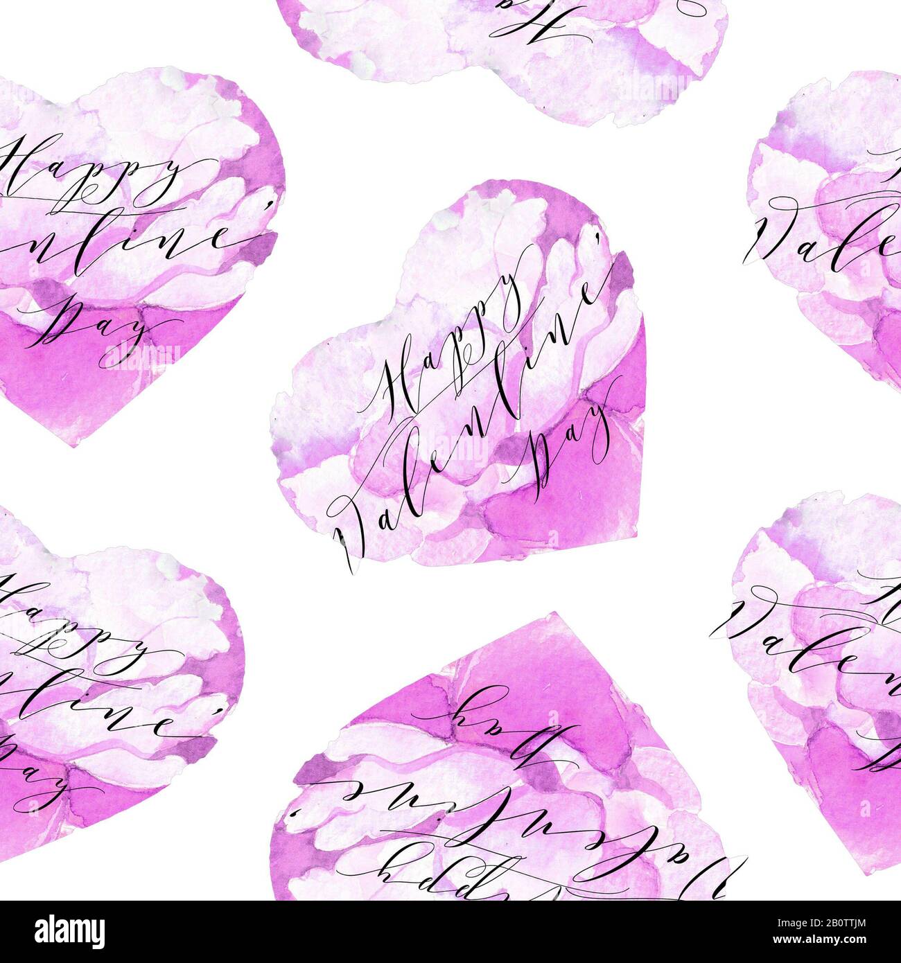 Seamless watercolor hearts pattern. Creative abstract texture for ...