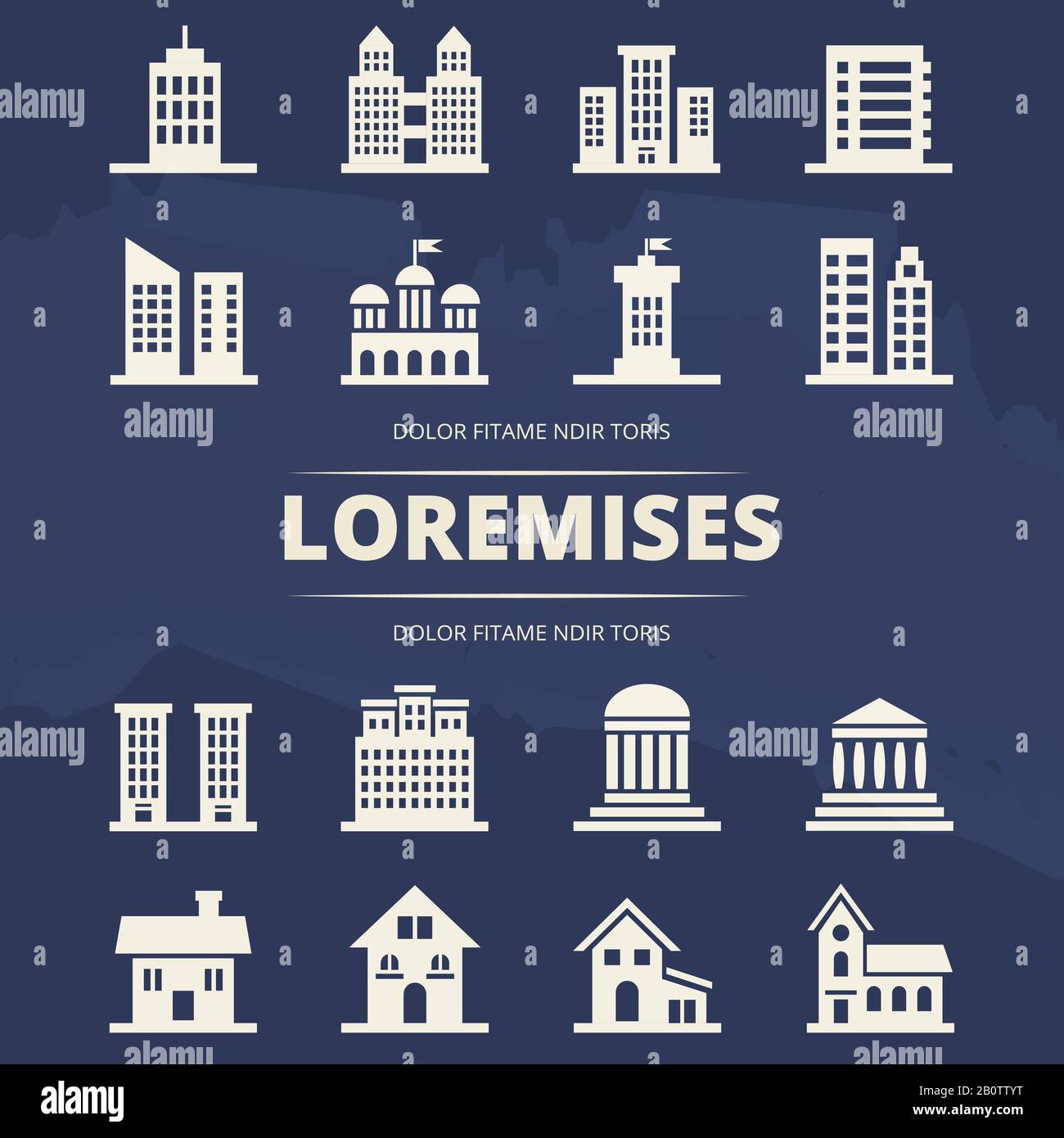 Houses icons set on blue background and place for text. Construction ...