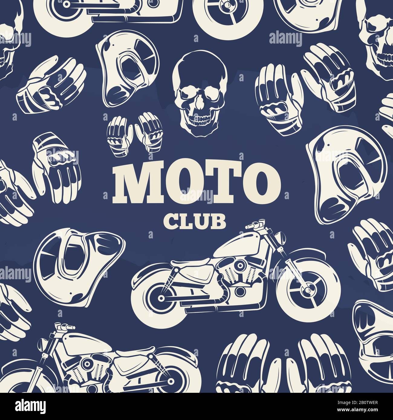 Moto club grunge vintage background. Motorcycle and helmet. Vector ...