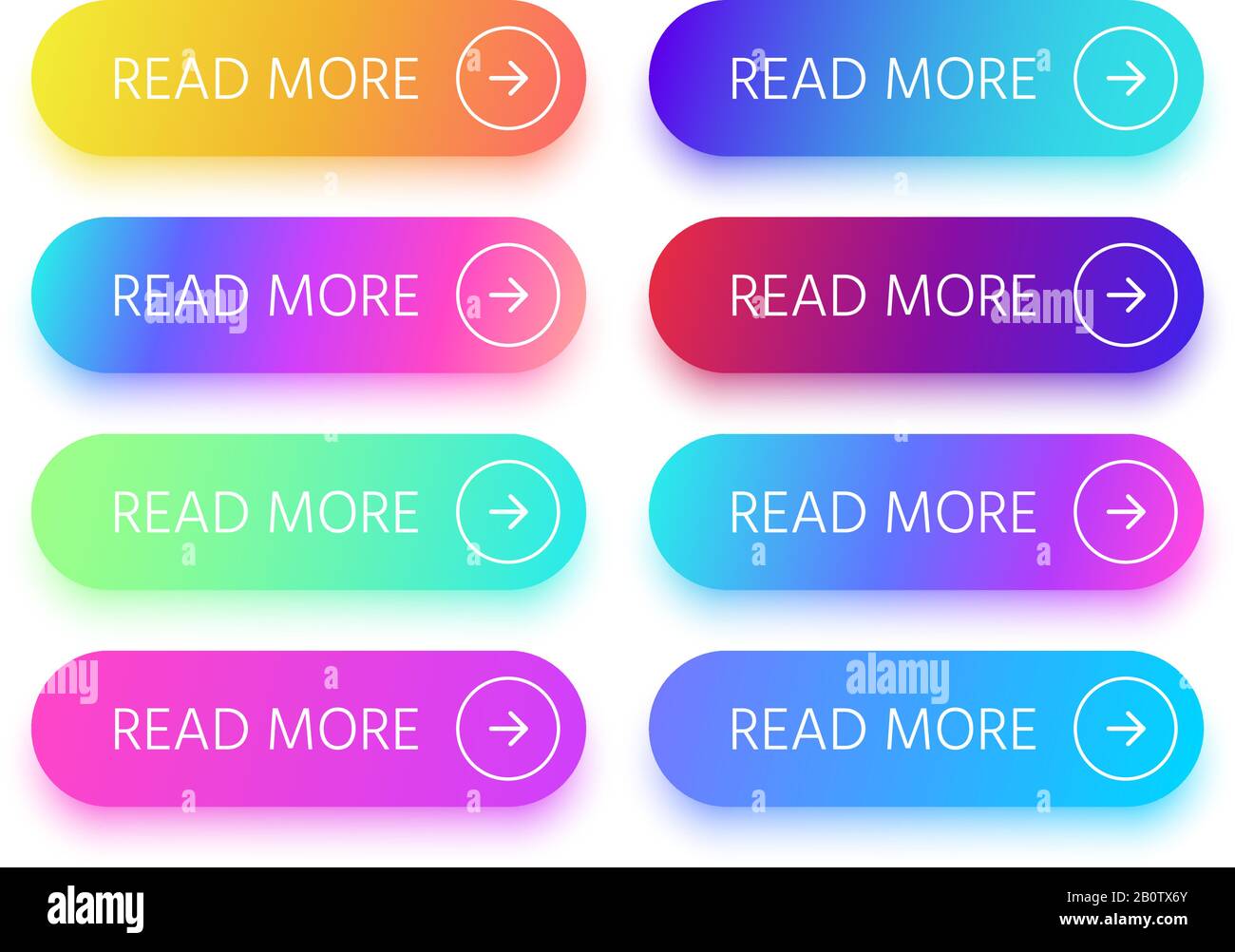 Colorful buttons with Read more sign and arrow icon. Action button with ...