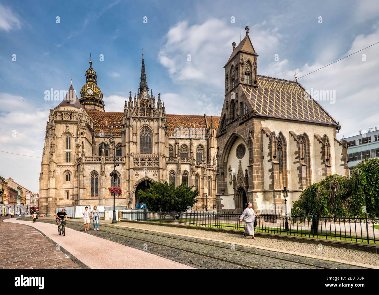 Gothic St Elisabeth Cathedral and St Michael Chapel at Hlavne namestie ...