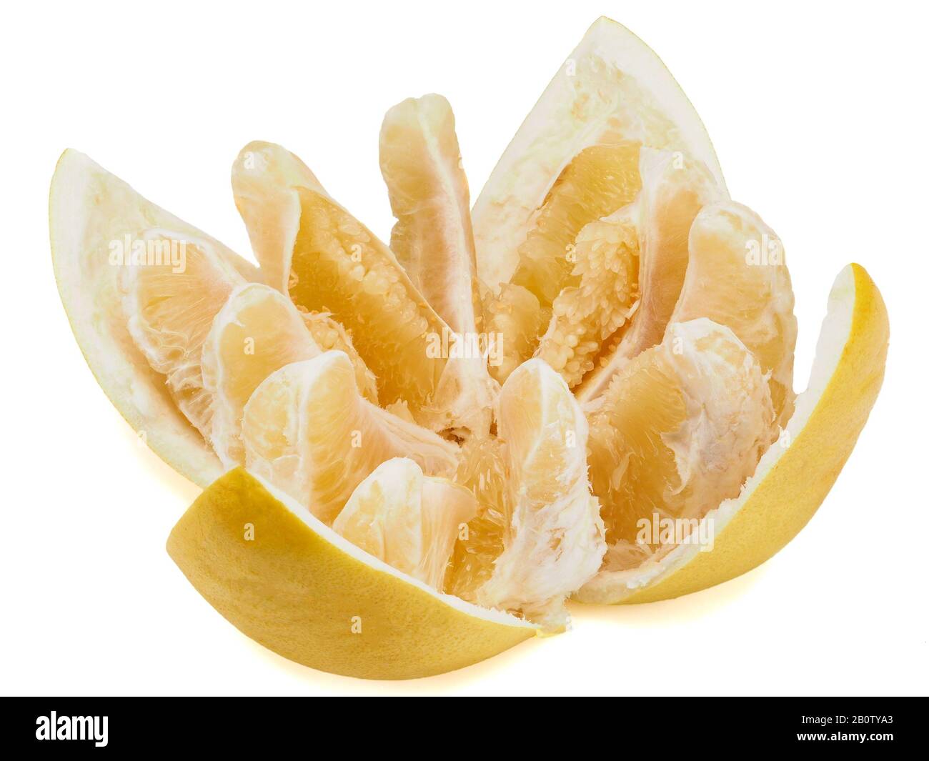 peeled pamelo on a white background Stock Photo - Alamy