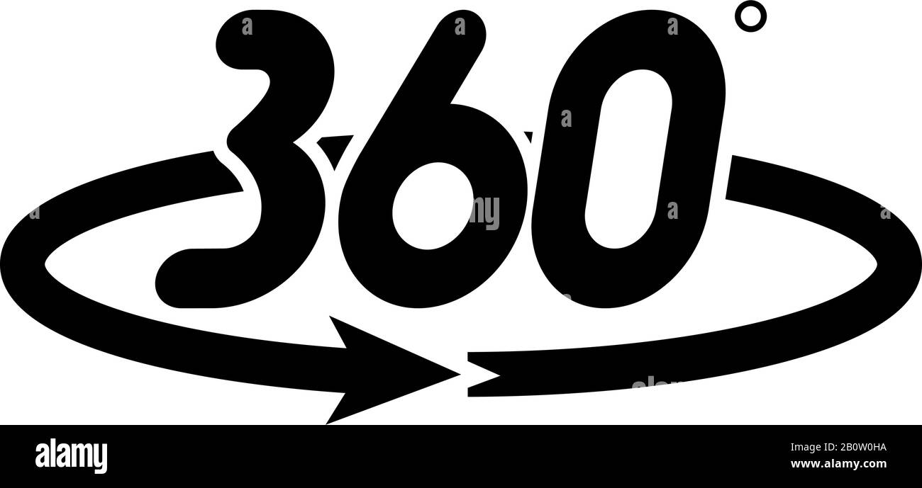 360 degree rotation arrow Concept full view icon black color vector ...