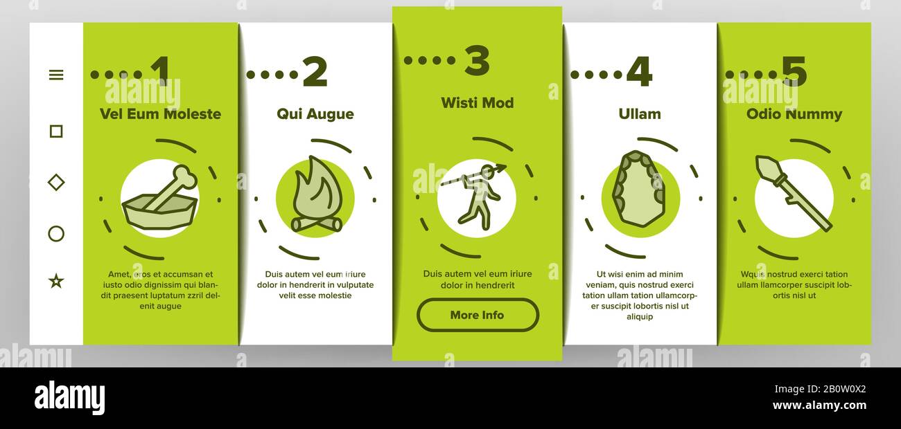 Prehistoric Primitive Onboarding Icons Set Vector Stock Vector Image ...