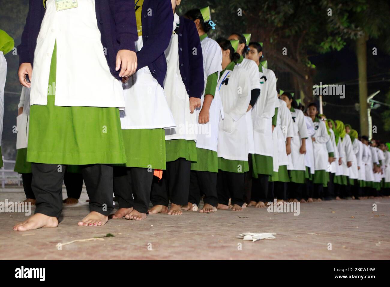Dhaka, Bangladesh - February 21, 2020: Students marching barefoot ...