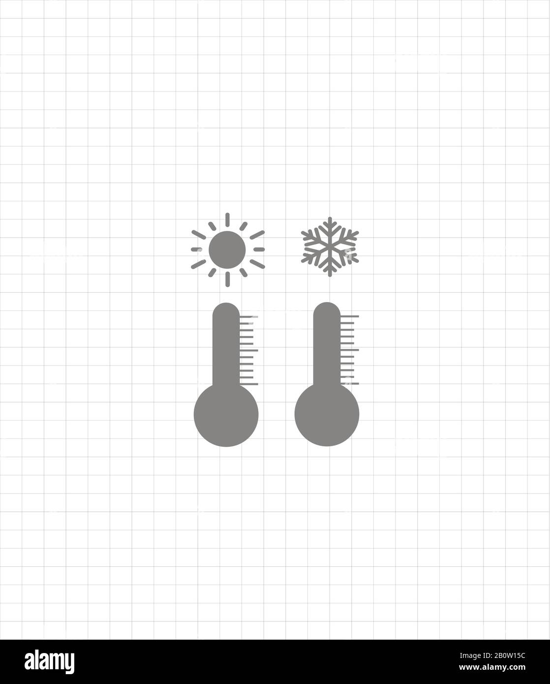 Cold temperature and warm temperature - vector set of flat gray weather ...