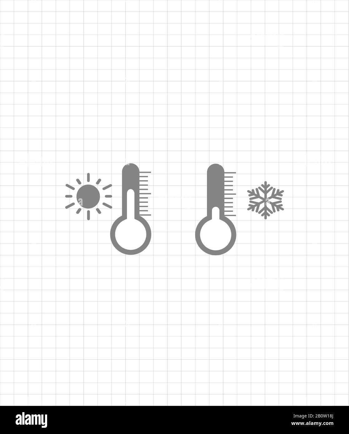 Cold temperature and warm temperature - vector set of flat gray icons ...