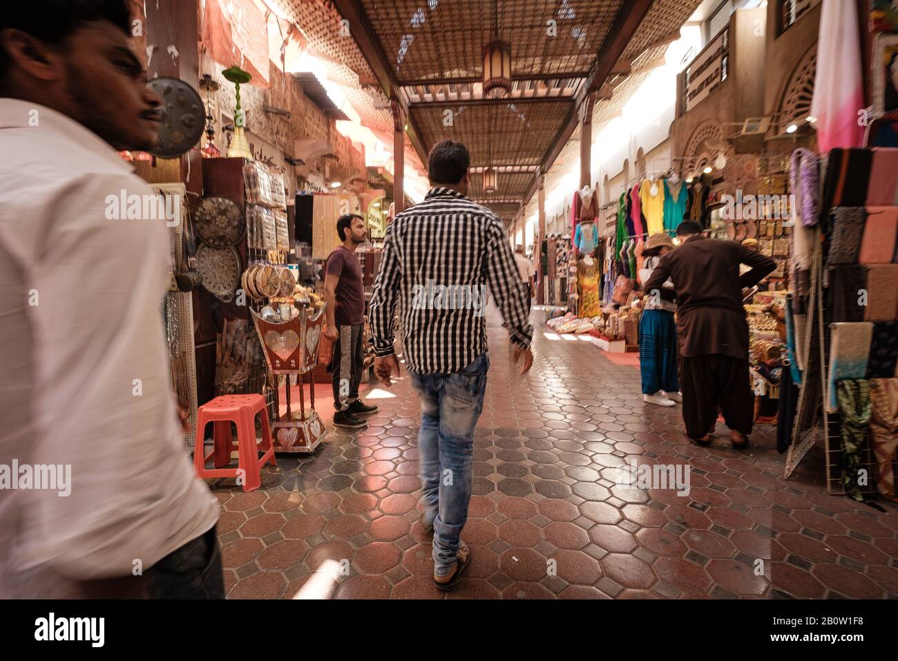 Dubai, United Arab Emirates - March 6, 2017: Shops and vendors in the ...