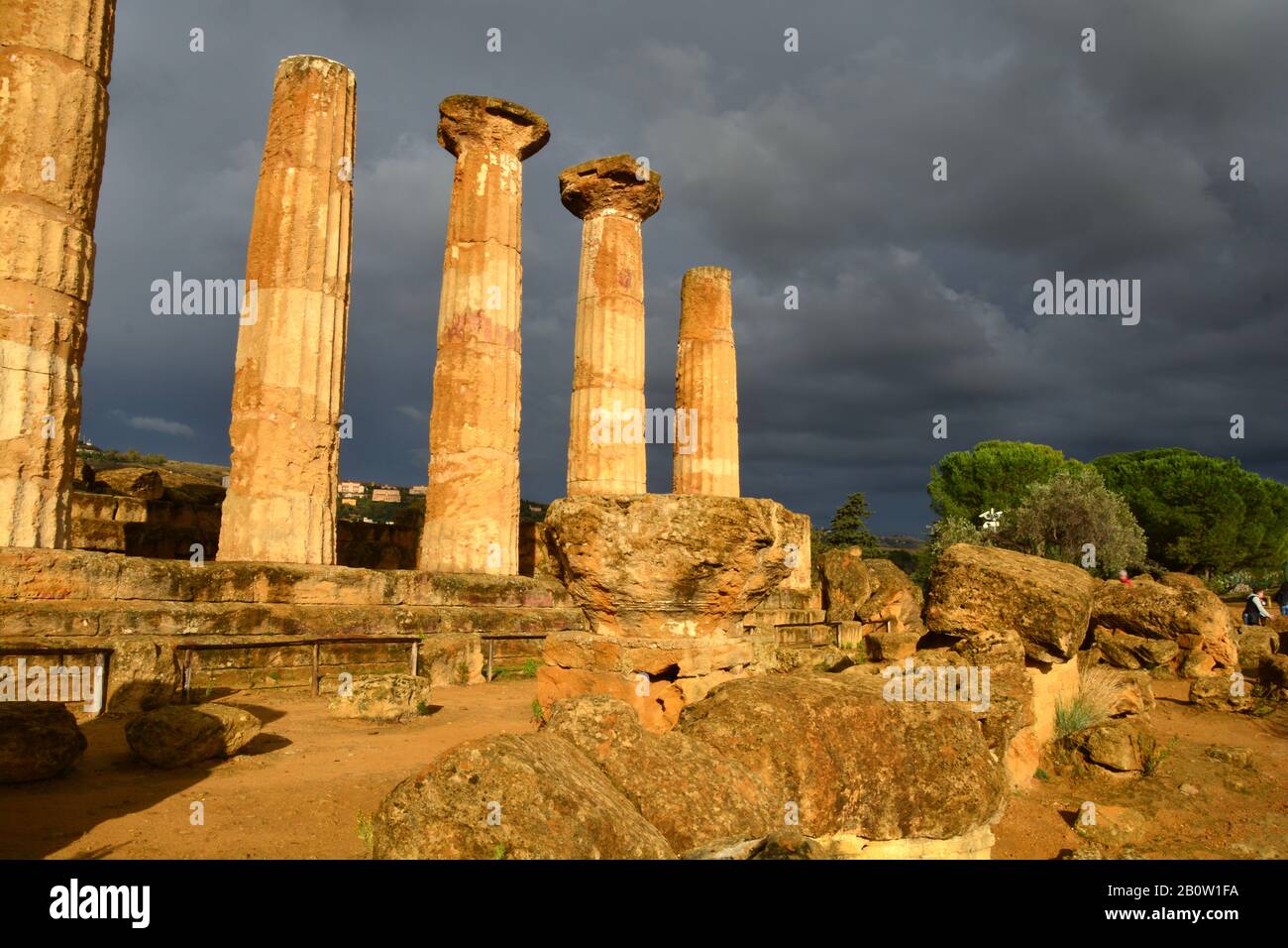 Temple of Hercules under a dramatic sky. At the Valley of the Temples ...