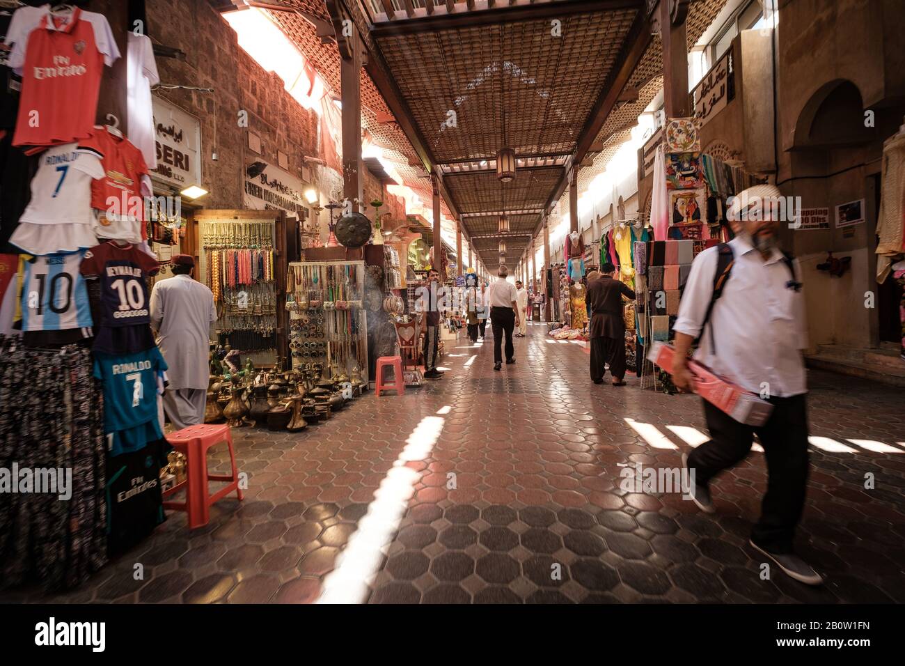Dubai, United Arab Emirates - March 6, 2017: Shops and vendors in the ...