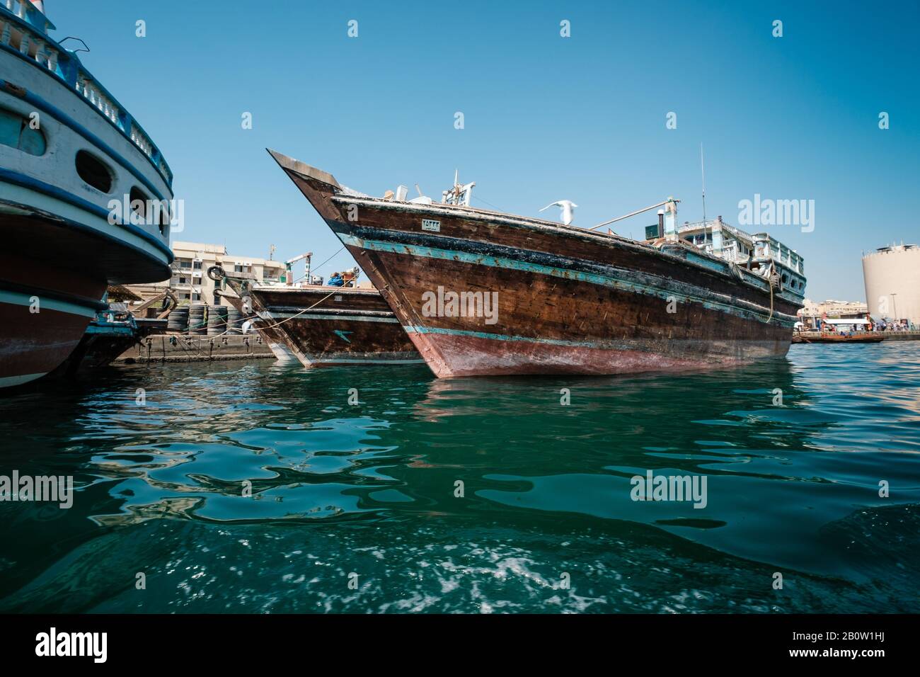 DUBAI, UAE - MARCH 7: Boats Abra ferries cruise business on the Bay ...