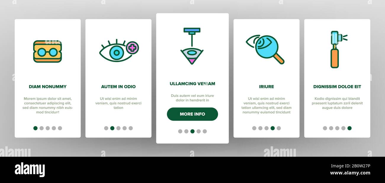 Optometry Eye Health Onboarding Icons Set Vector Stock Vector Image ...