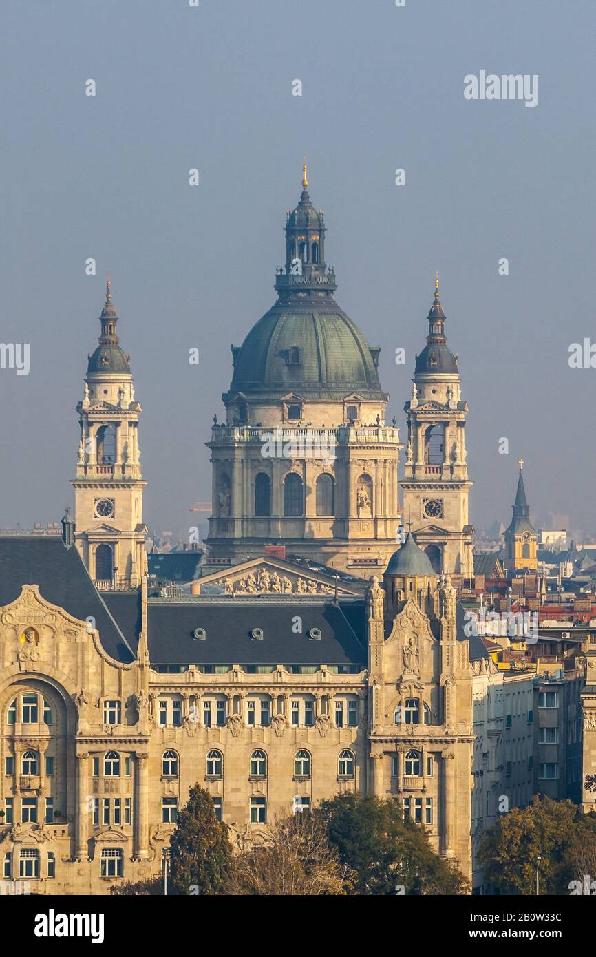 Aerial view about the towers of the famous St.Stephen's Basilica in ...