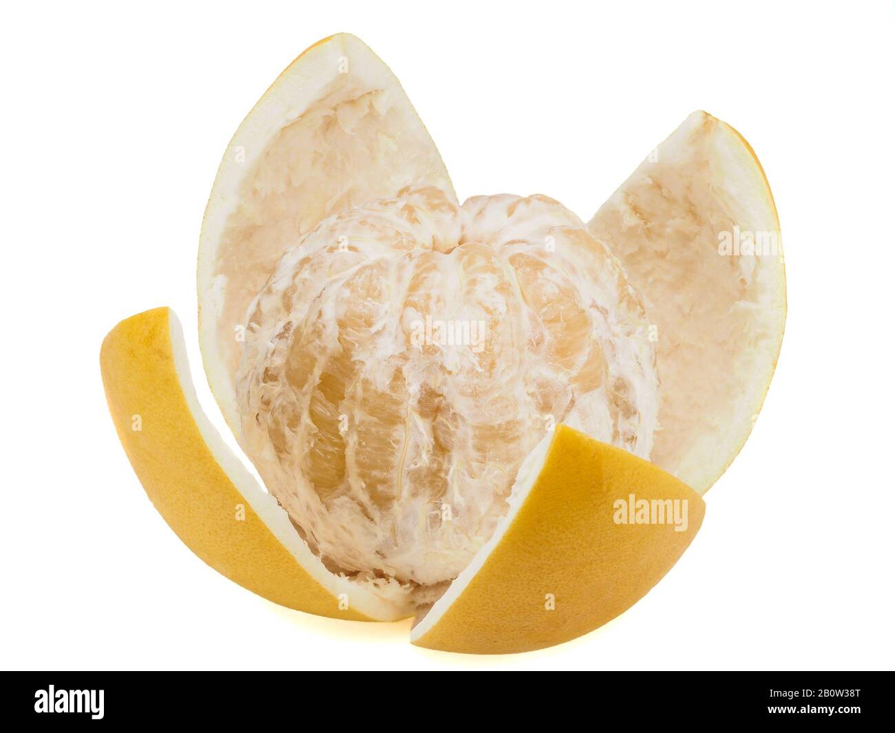peeled pamelo on a white background Stock Photo - Alamy
