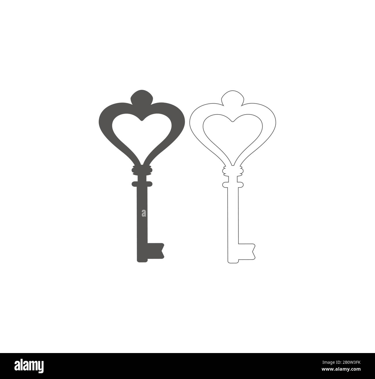 Heart Skeleton Key Vector