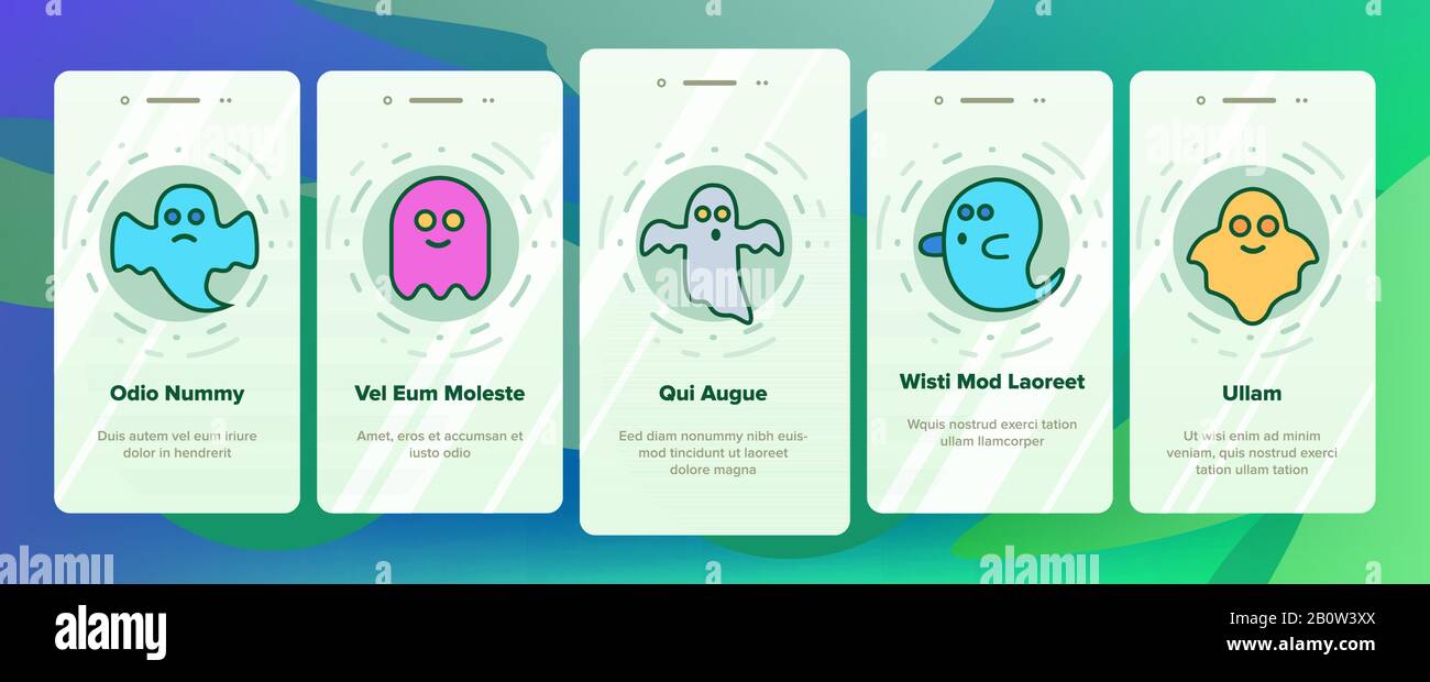 Ghost Spectre Funny Onboarding Icons Set Vector Stock Vector Image ...