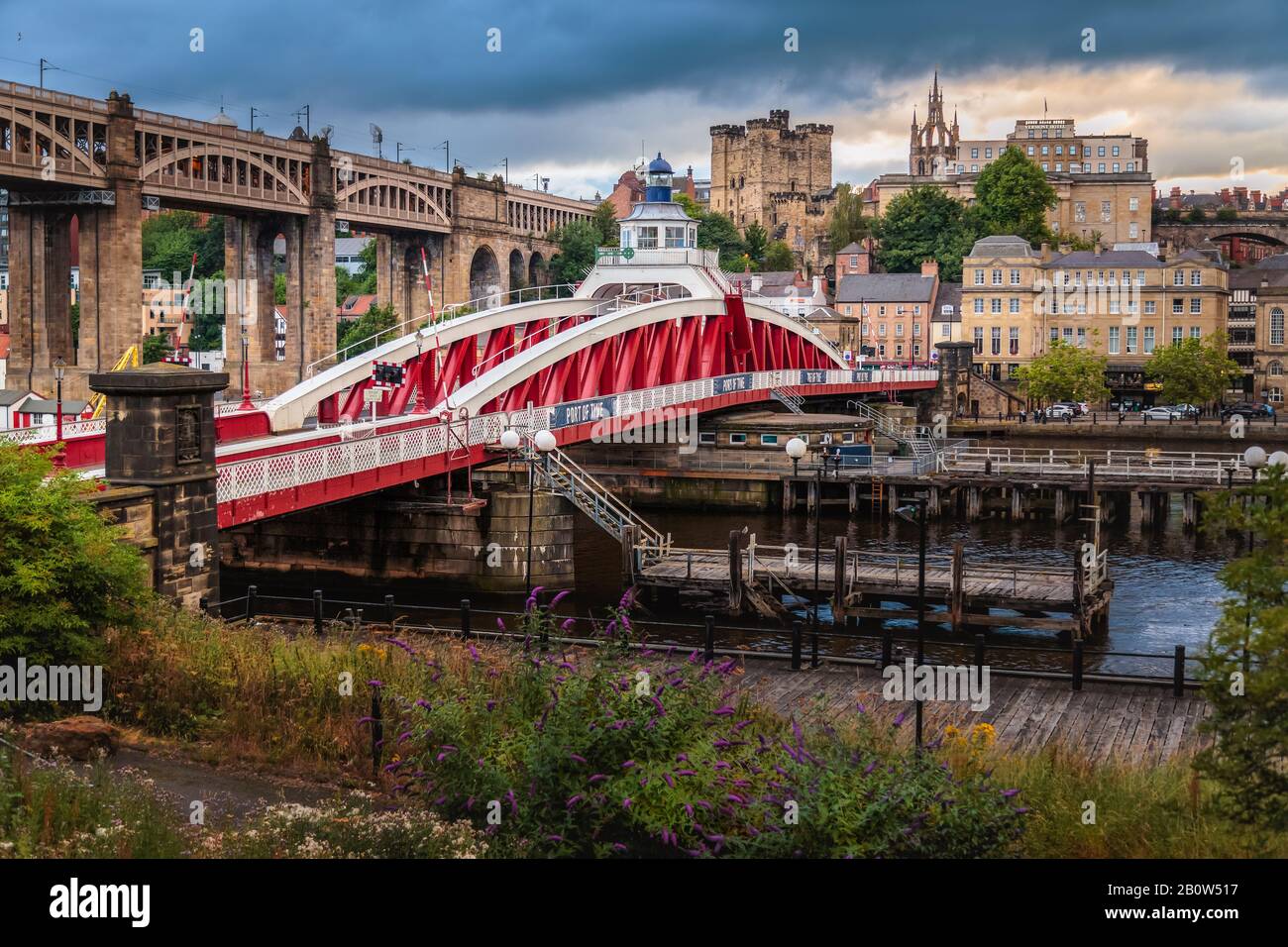 The Swing Bridge, opened in 1876, rotates by means of hydraulic power ...