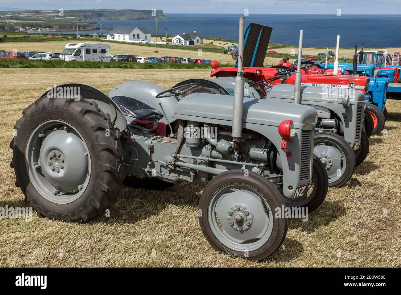 A display of old grey Ferguson tractors that have been restored to ...