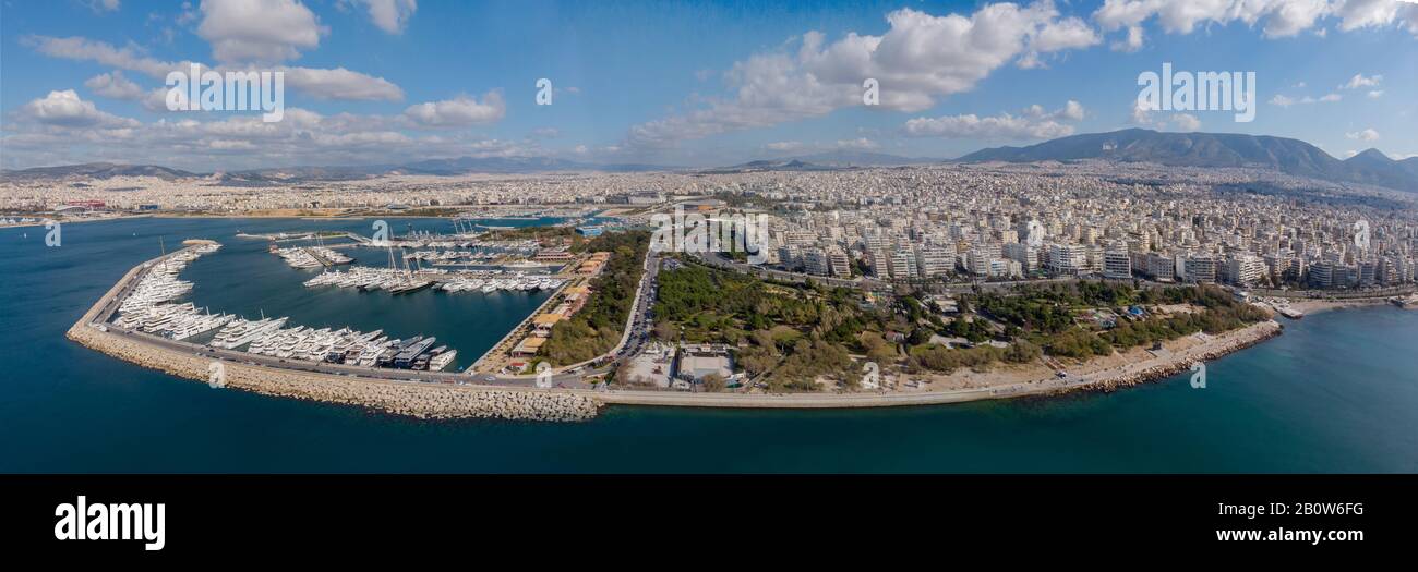 Panoramic view of Floisvos marina and Palaio Faliro region Stock Photo ...