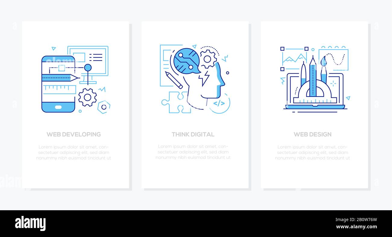 Think digital - vector line design style banners set with place for ...