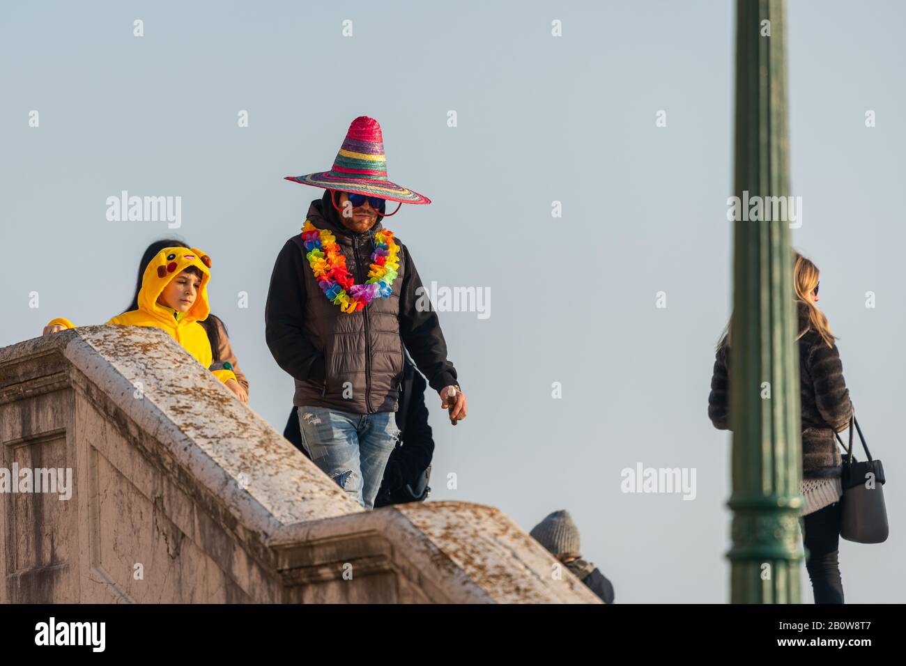 People in carnival disguise in February in Venice (Italy Stock Photo ...