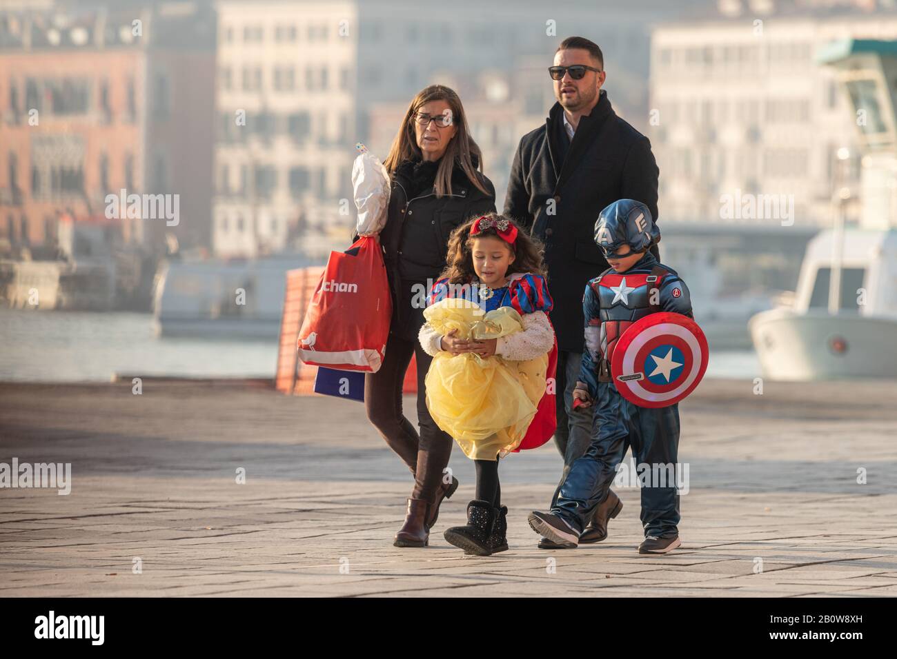 Children in carnival disguise in February in Venice (Italy Stock Photo ...