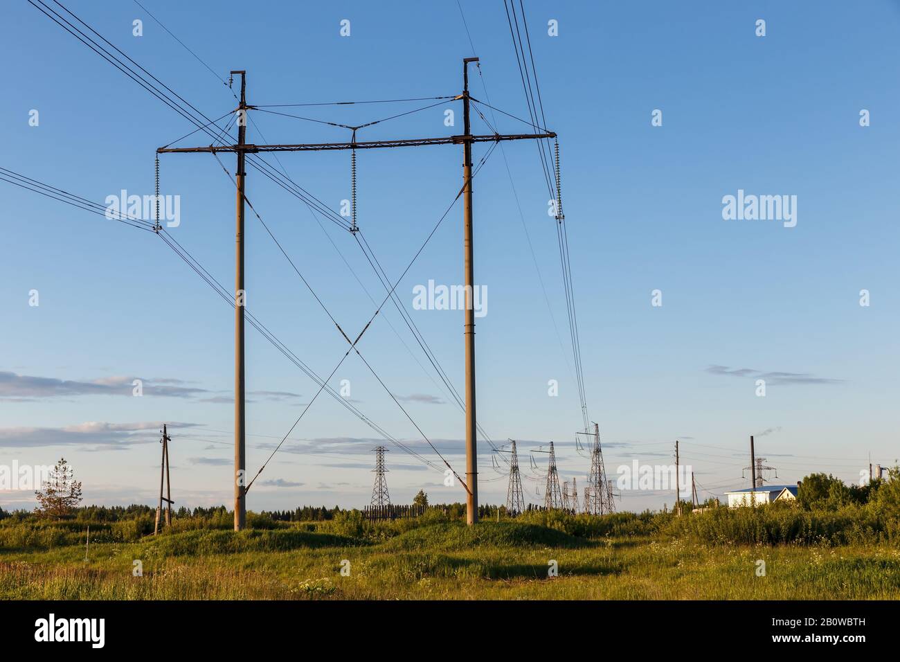 500 kV high voltage power line, electricity pylon Stock Photo - Alamy