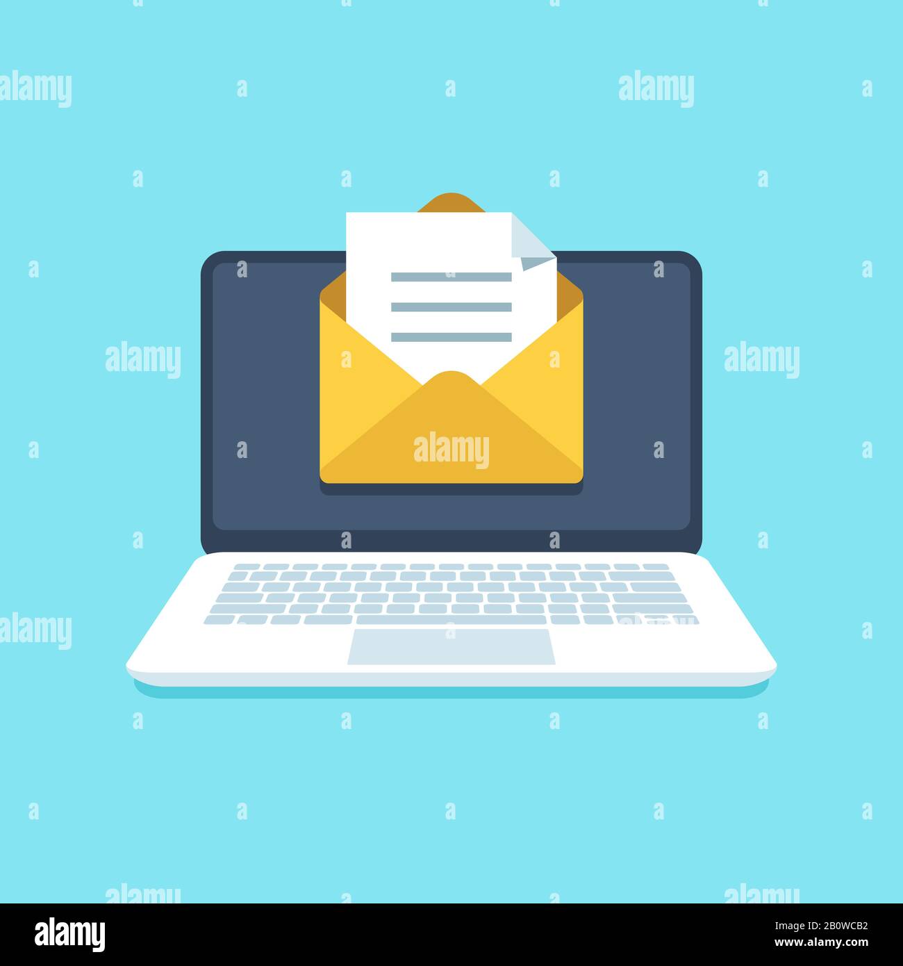 Document email on notebook. Mail letter with documents for signing on ...