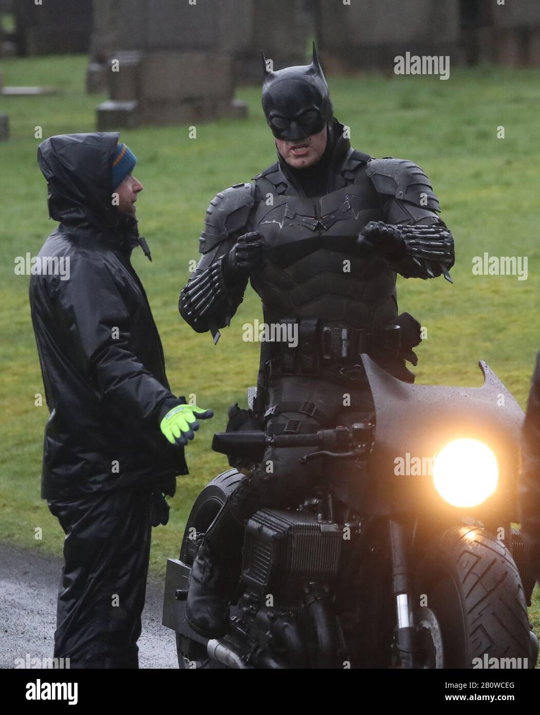 A man dressed as Batman during filming at the Glasgow Necropolis ...