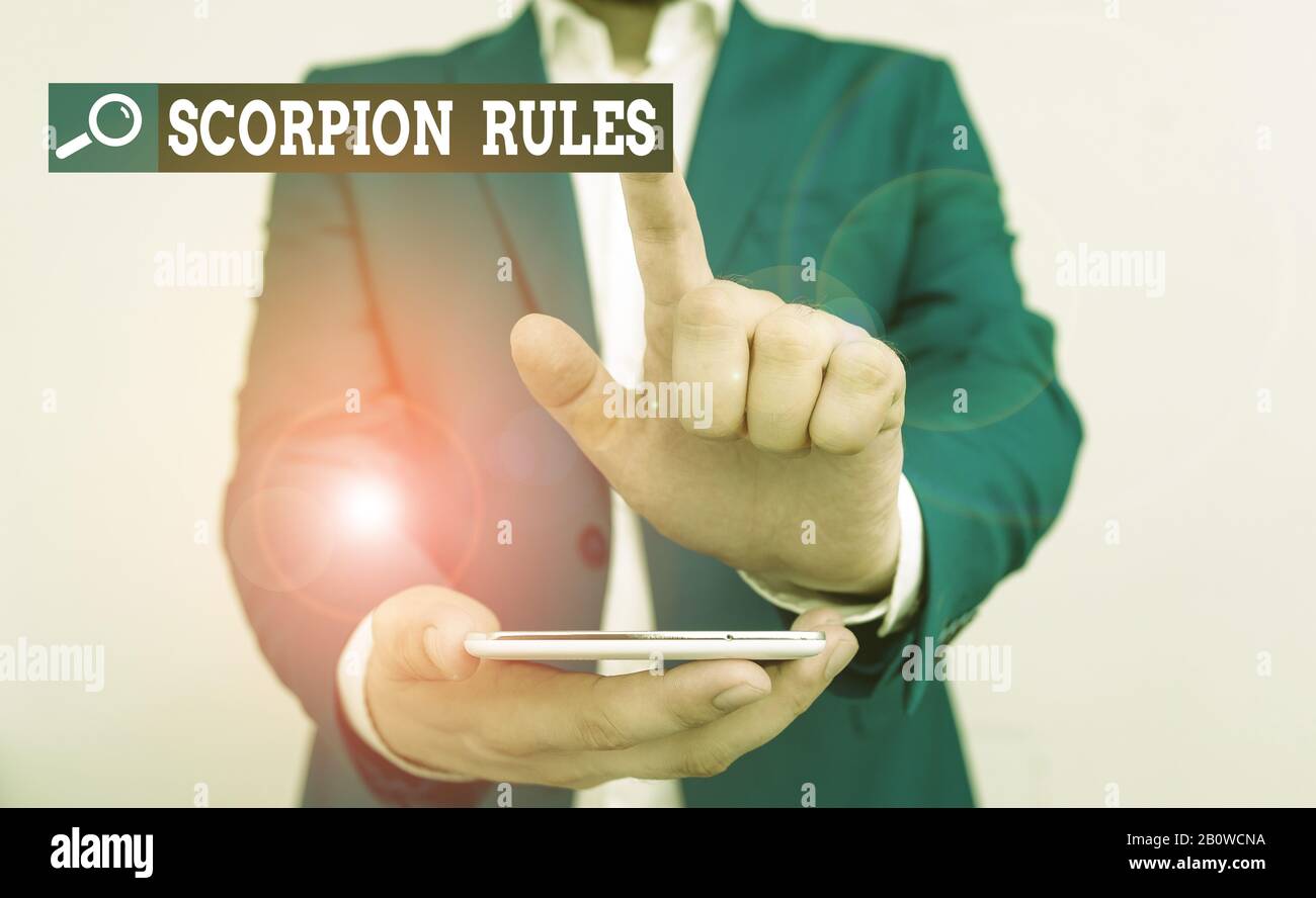 Conceptual hand writing showing Scorpion Rules. Concept meaning ...