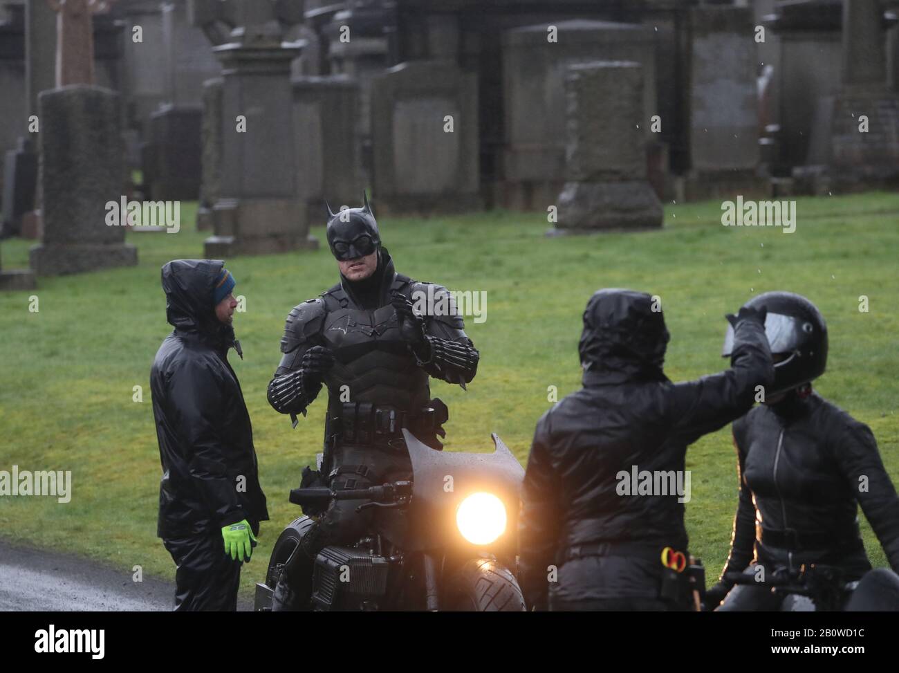A man dressed as Batman during filming at the Glasgow Necropolis ...