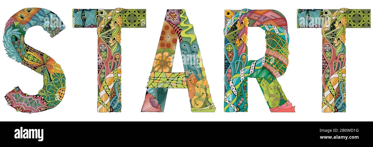 Word START. Vector zentangle object for decoration Stock Vector Image ...