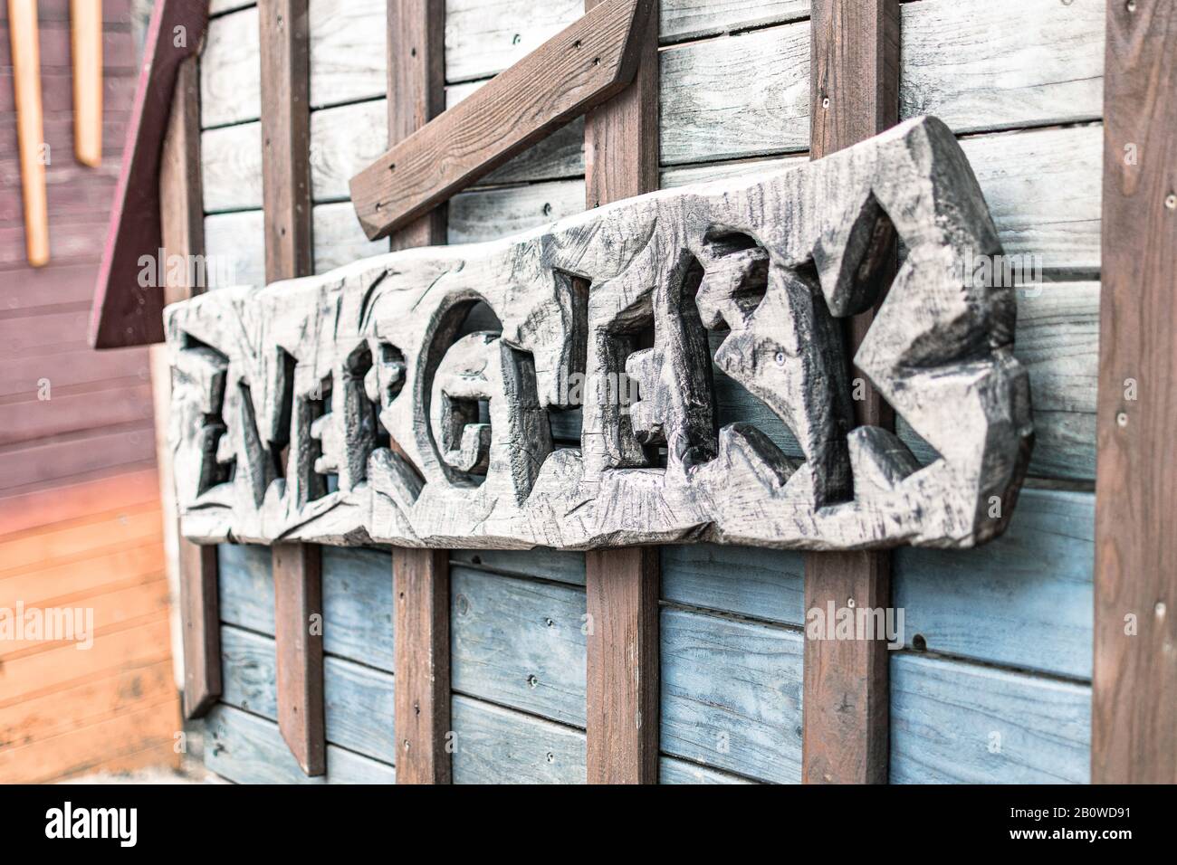 zwergwerk sign on wooden wall mine Stock Photo - Alamy