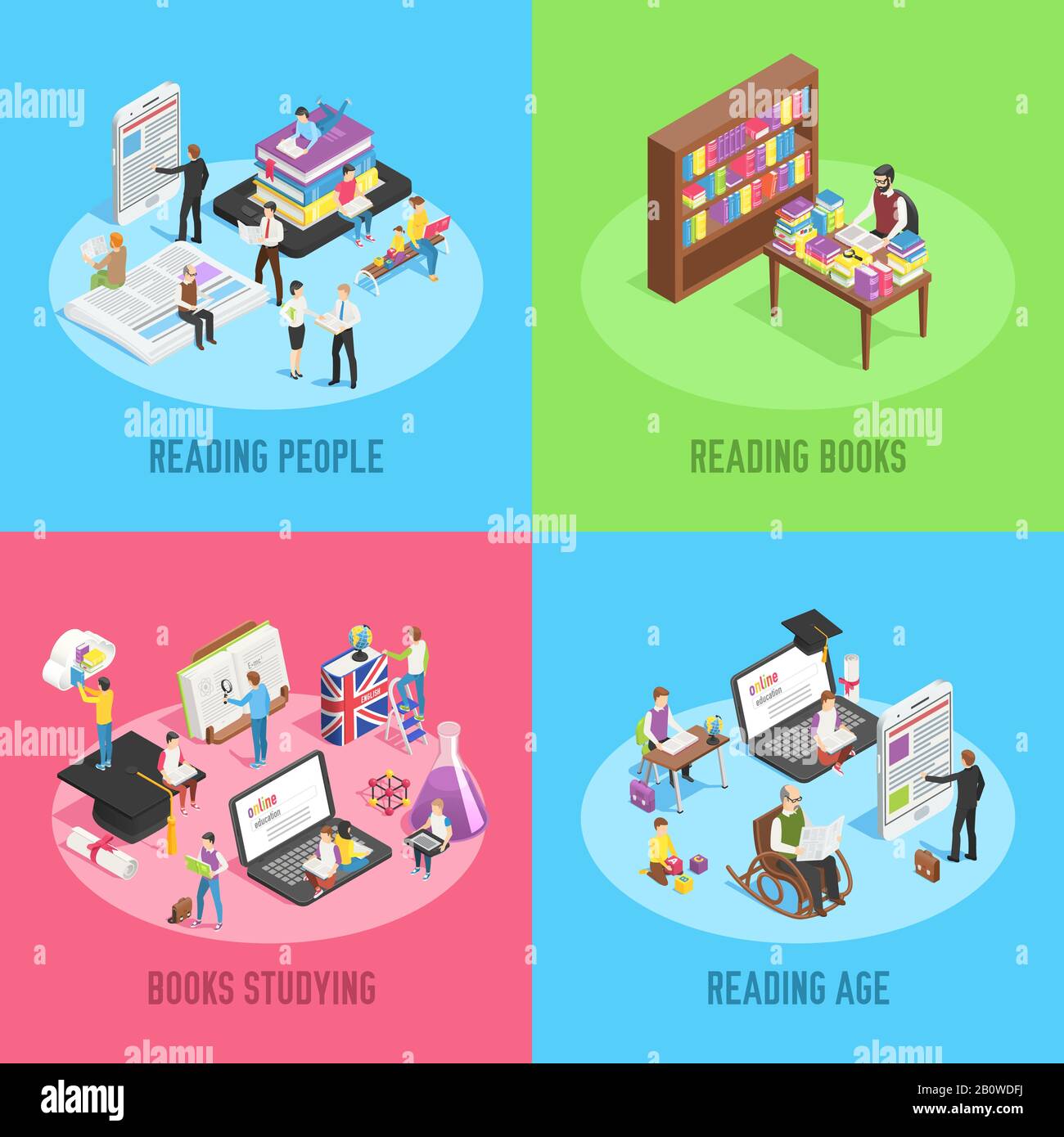 Student reading newspaper classroom Stock Vector Images - Alamy