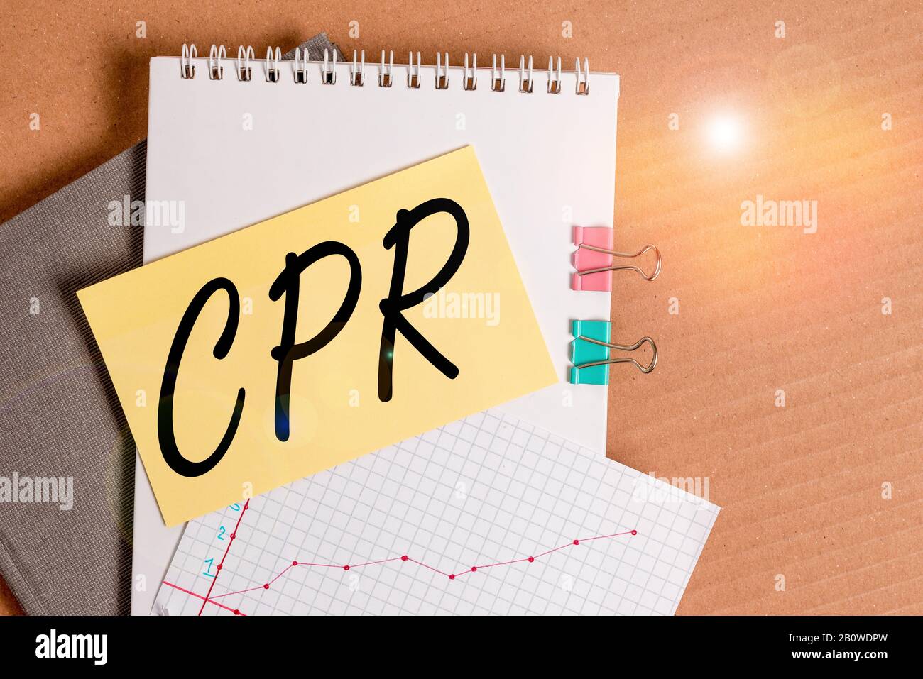 Writing note showing Cpr. Business concept for cardiopulmonary ...