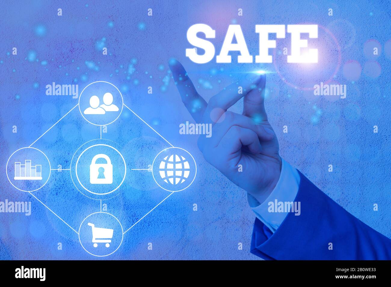 Conceptual hand writing showing Safe. Concept meaning protected from or ...