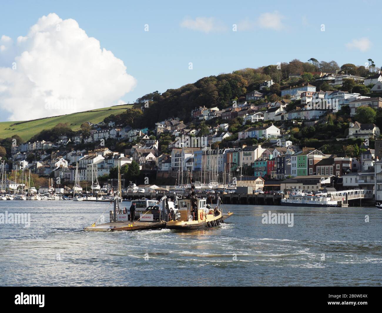 the Dartmouth to Kingswear ferry crossing the River Dart in Devon ...