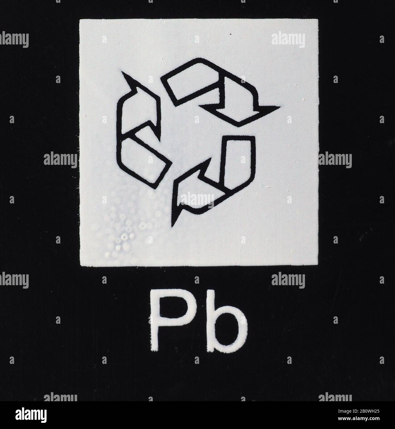 LONDON, UK - CIRCA JANUARY 2020: universal recycling symbol and Pb ...