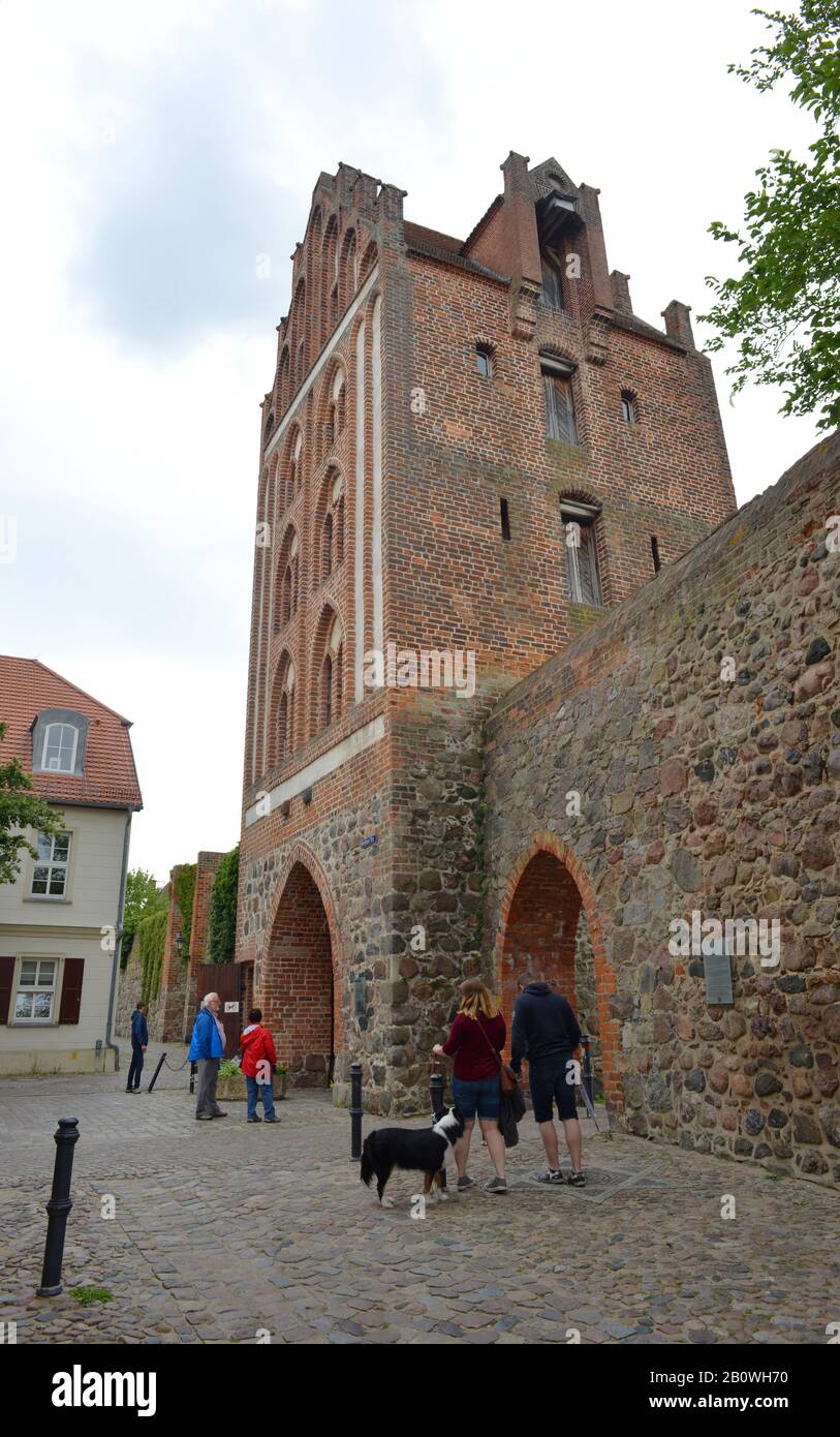 Templin, Germany 08-15-2019 the medieval tower and historical Berliner ...