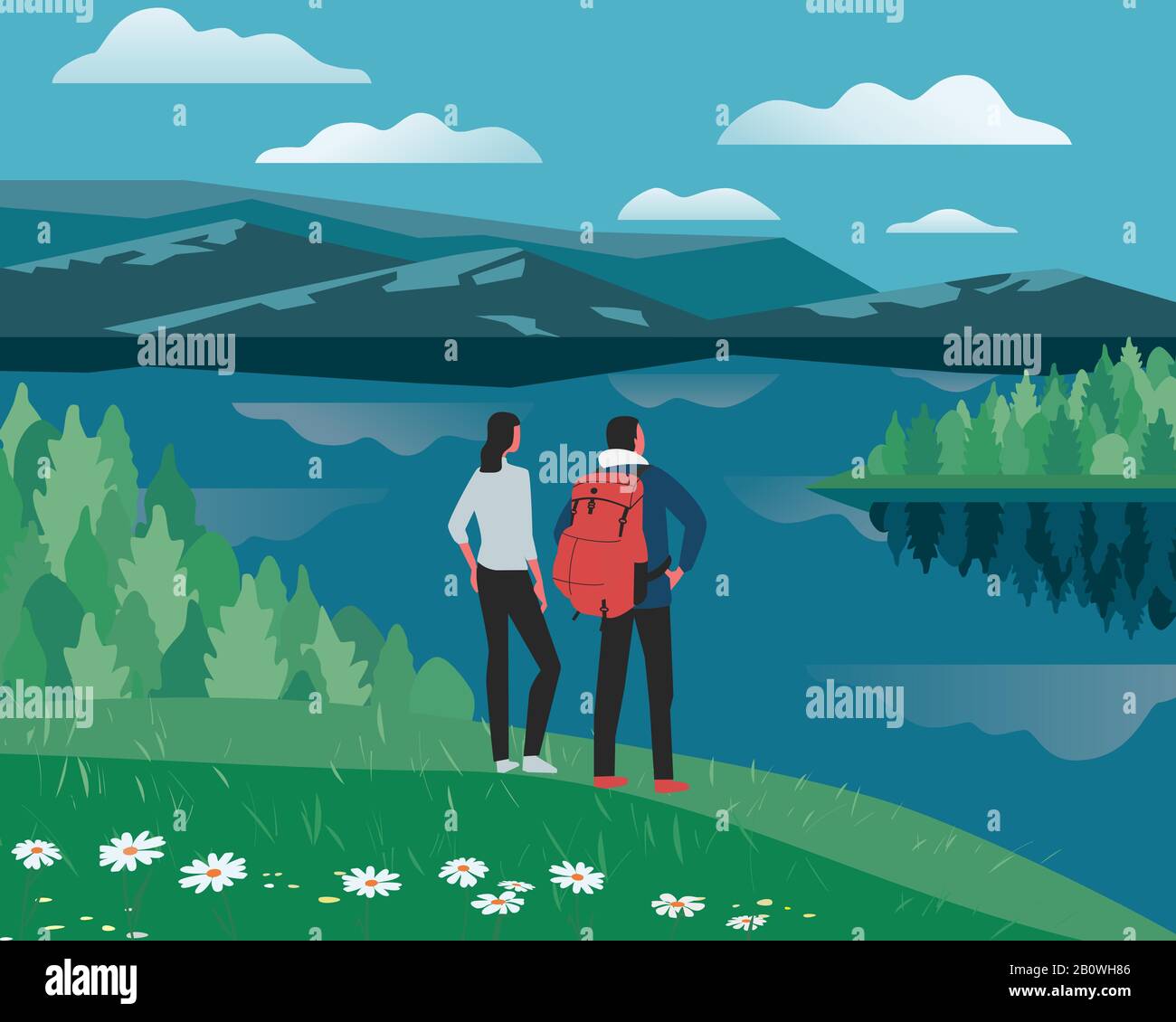 Hiking alps Stock Vector Images - Alamy