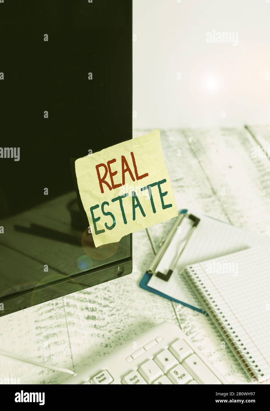 Writing note showing Real Estate. Business concept for the property ...