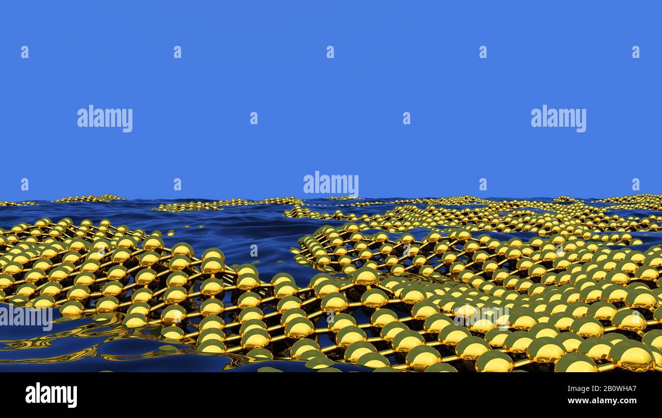 Ecological science abstract background with absorbent grid on the sea ...