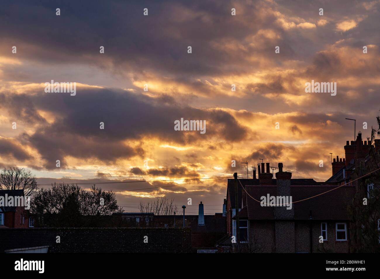 Northampton, UK. 21st Feb, 2010. UK Weather, The waning sun lighting up ...